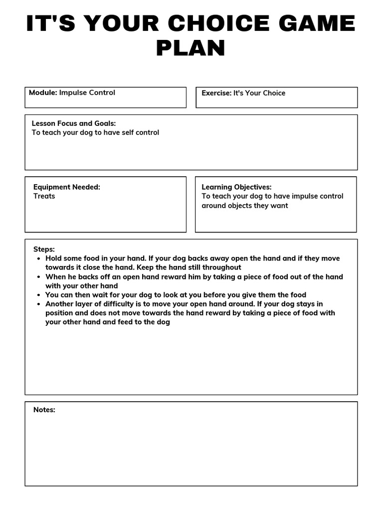 Dingbatt Impulse Control Game Plan | PDF | Toys | Dogs