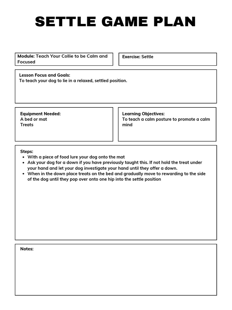 Dingbatt Calm and Focussed Game Plan | PDF | Dogs | Learning