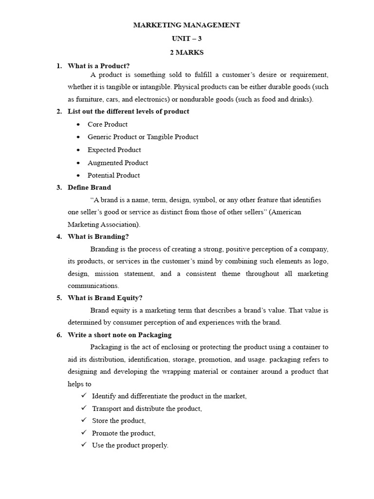 Marketing Management Unit 3 | PDF | Pricing | Brand