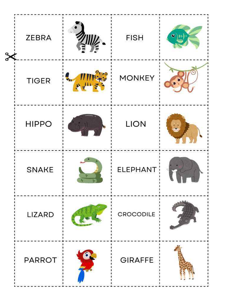 Animals Memory Game Worksheet in Colorful Illustrative Style | PDF