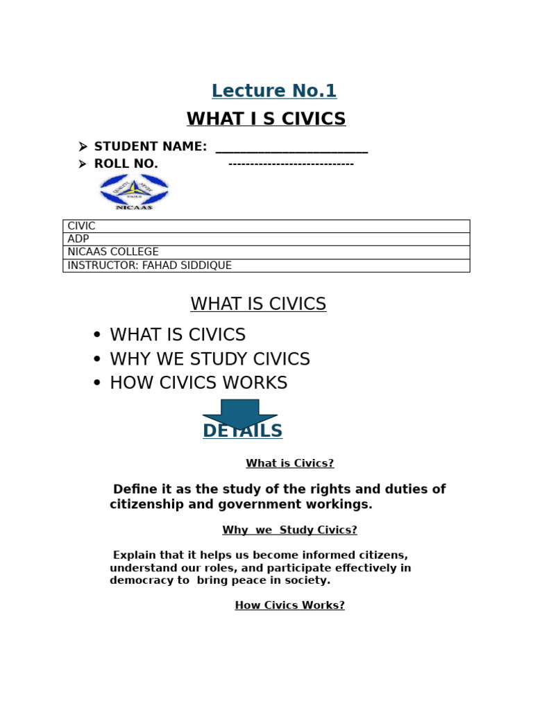 Civic LECTURE 1 What Is Civic | PDF