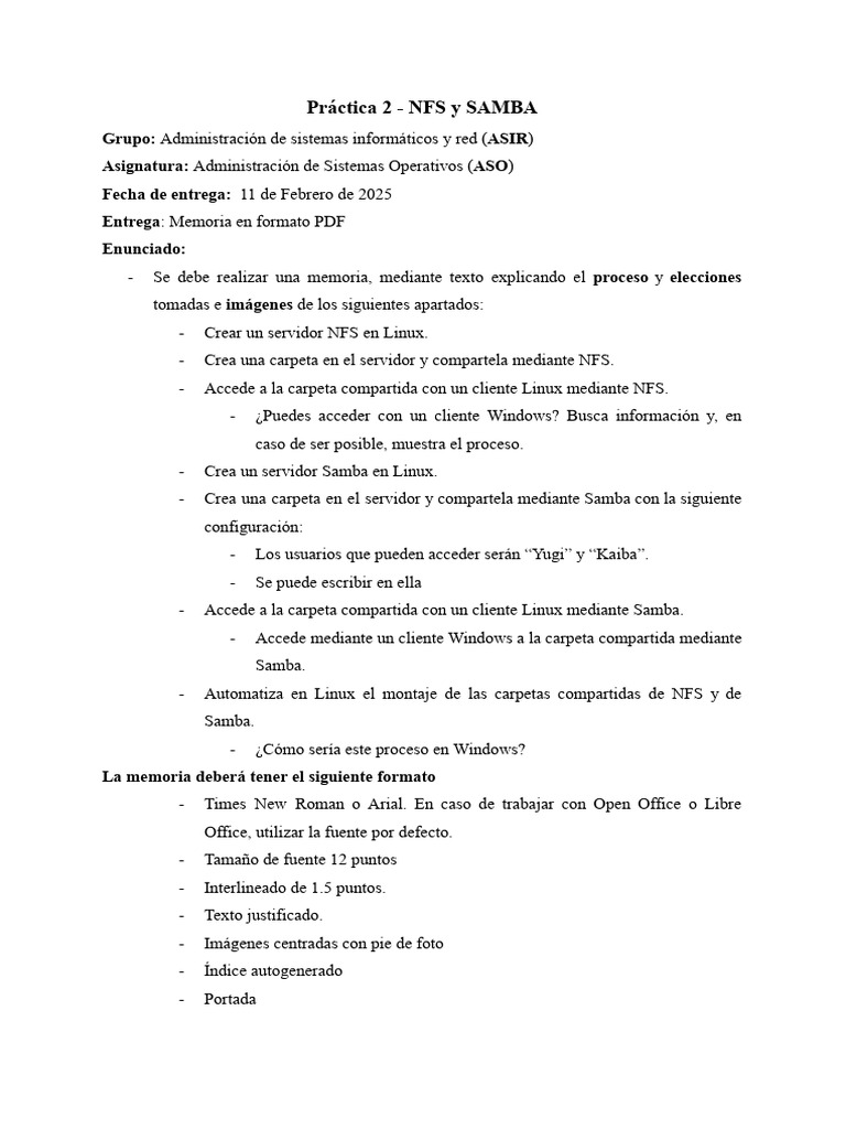 Práctica 2 - Nfs y Samba | PDF