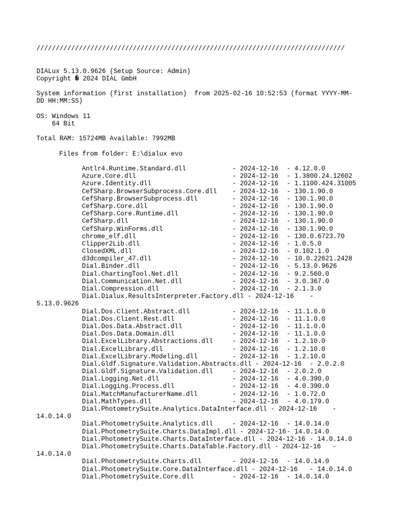 DIALux Setup Information | PDF | Graphical User Interfaces | Library (Computing)