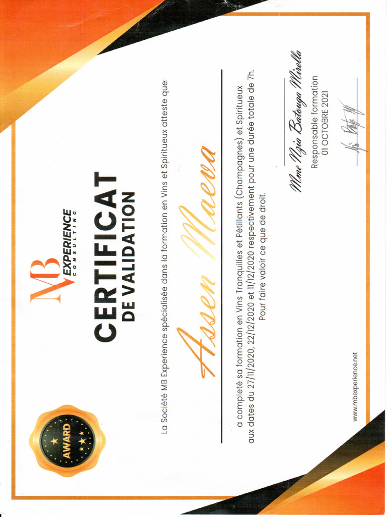 Scan Certificat de Validation | PDF