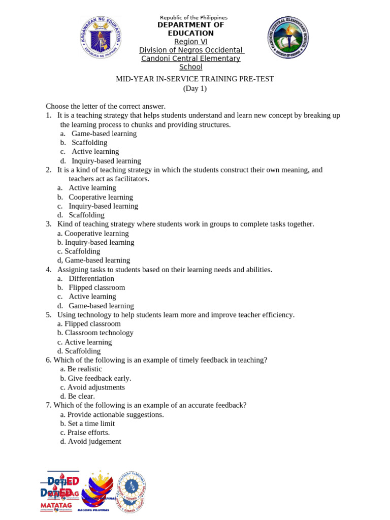 PRE-TEST_POST-TEST | PDF | Learning | Inquiry Based Learning