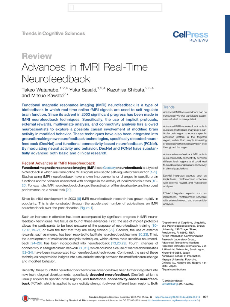 Advances in fMRI Real Time Neurofeedback - 2017 - Tics | PDF ...