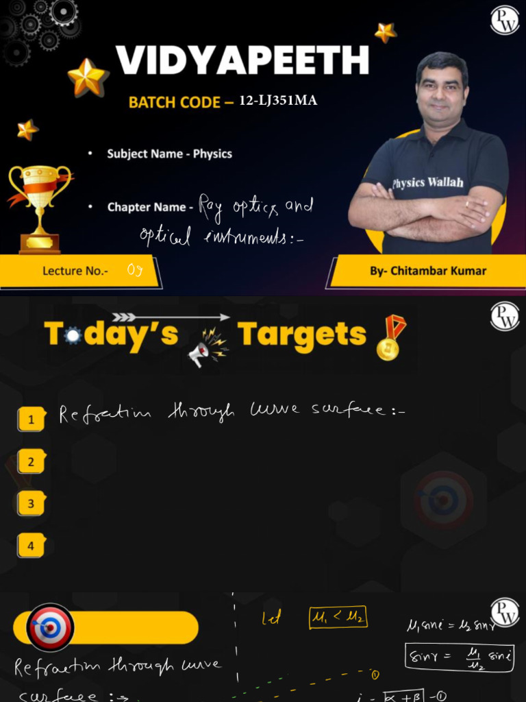 Ray Optics and Optical Instruments - 09 - Class Notes | PDF