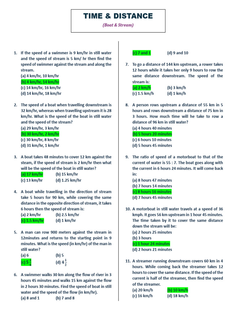 Boat and Stream With Answers | PDF | Speed | River