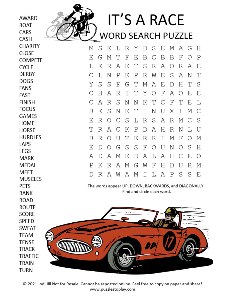 Race Word Search Puzzle File | PDF