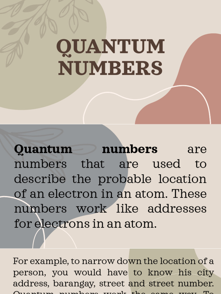 QUANTUM NUMBERS | PDF | Atomic Orbital | Chemical Physics