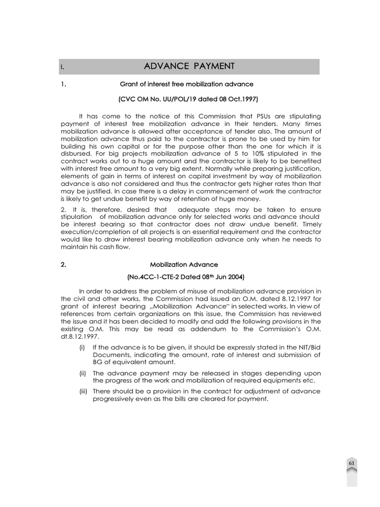 CVC Guidelines on Mobilization Advance | PDF | Interest | Foreclosure