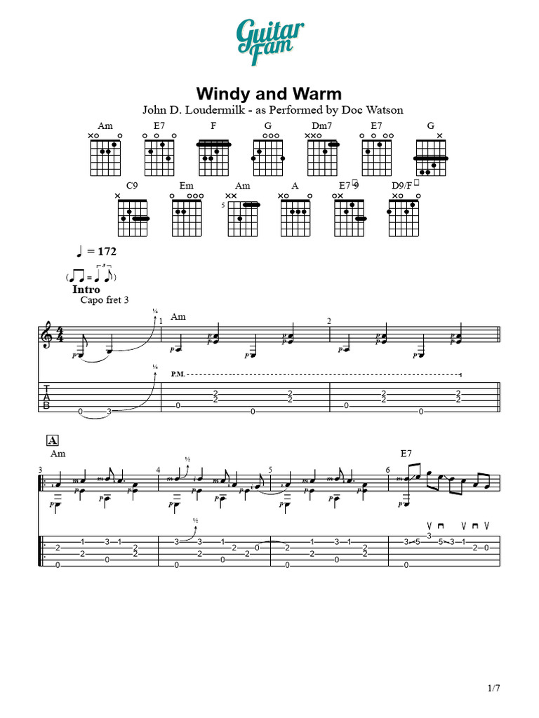 Windy and Warm Sheet Music and Tab | PDF