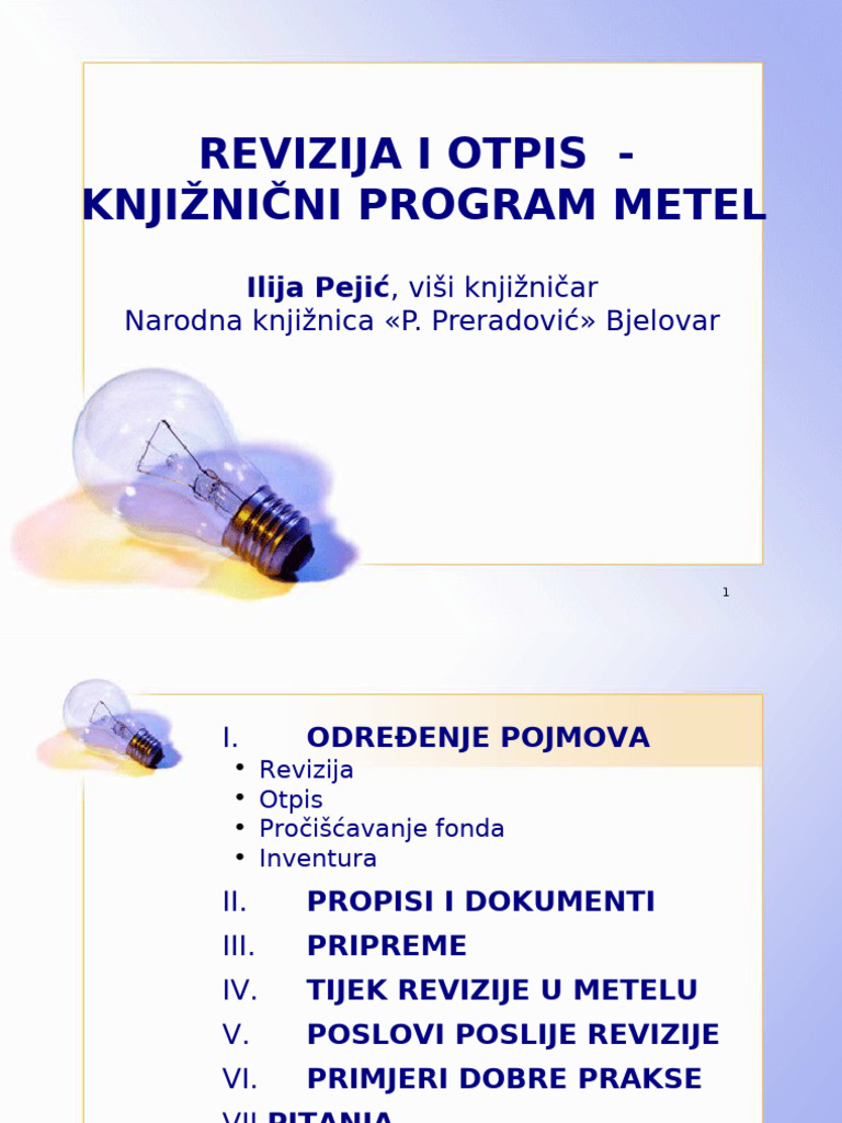 Revizija I Otpis U Programu Metel Win - Ilija Pejić | PDF