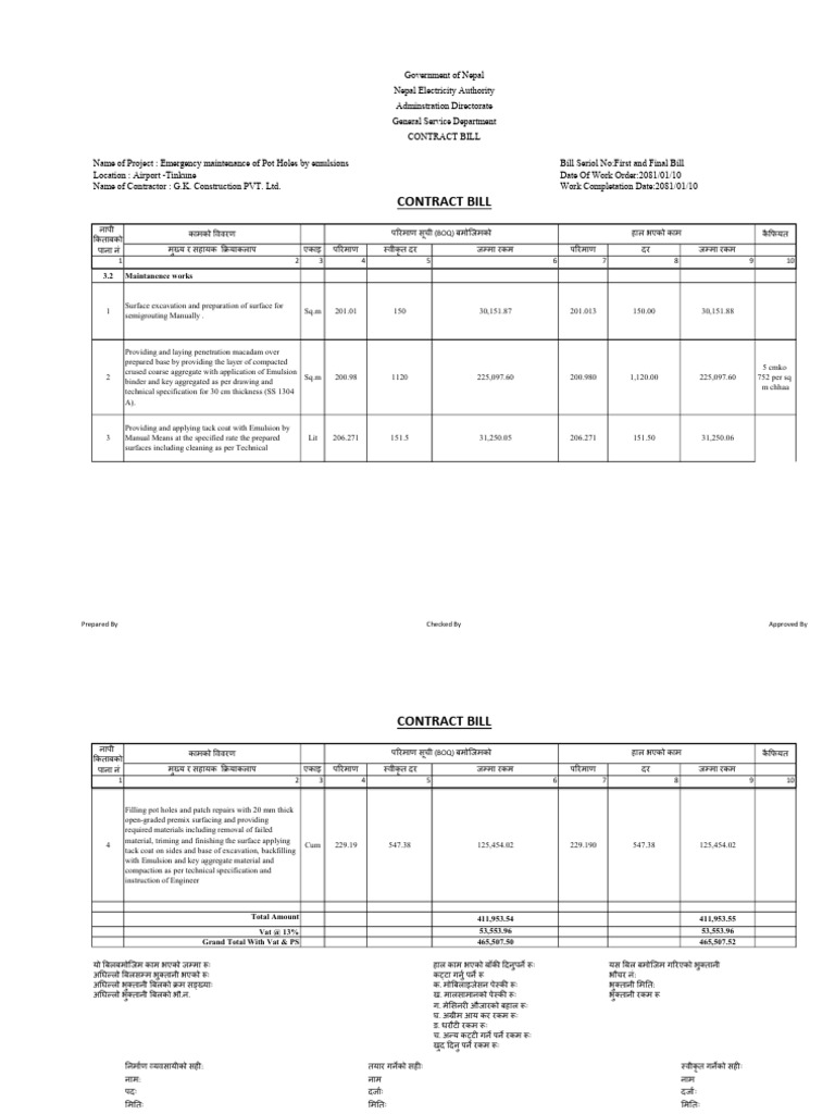 Contract Bill: 3.2 Maintanence Works | PDF | Materials | Building ...