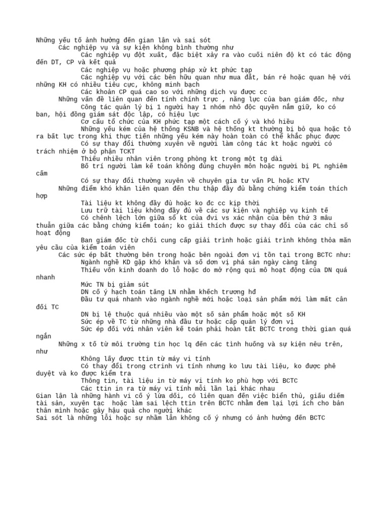 Những Yếu Tố Ảnh Hưởng Đến Gian Lận Và Sai Sót | PDF