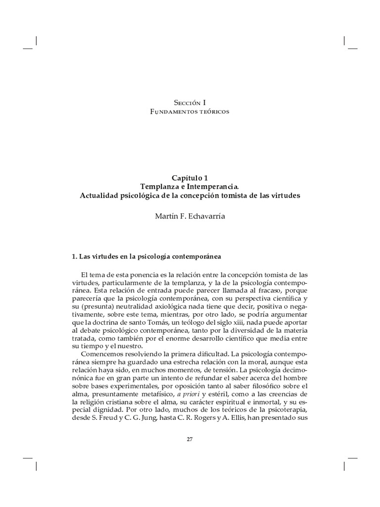 Templanza e Intemperancia. Actualidad Psicológica de La Concepción ...