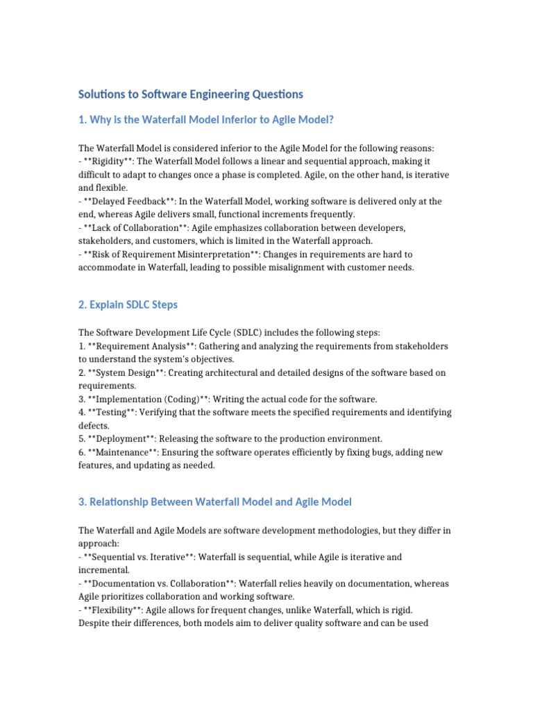Solutions To Software Engineering Questions | PDF | Software ...