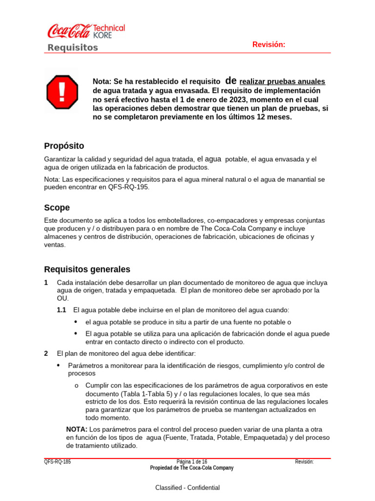 QFS-RQ-185-ES Water Monitoring Requirements and Specifications | PDF ...