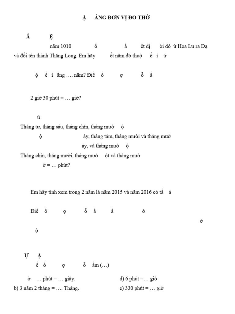 Bai Tap Bang Don Vi Do Thoi Gian Lop 5 | PDF