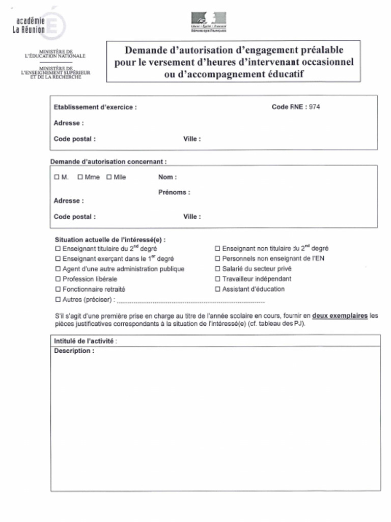 Demande Autorisation Engagement Prealable | PDF