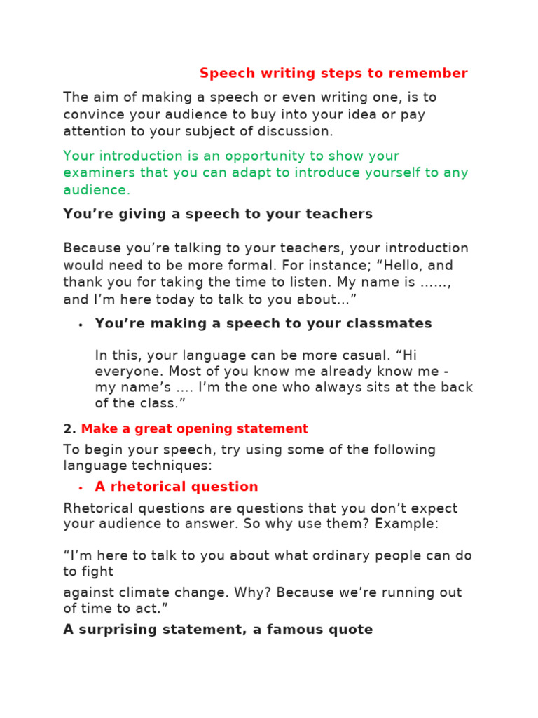 Effective Speech Writing Techniques | PDF | Rhetoric | Persuasion