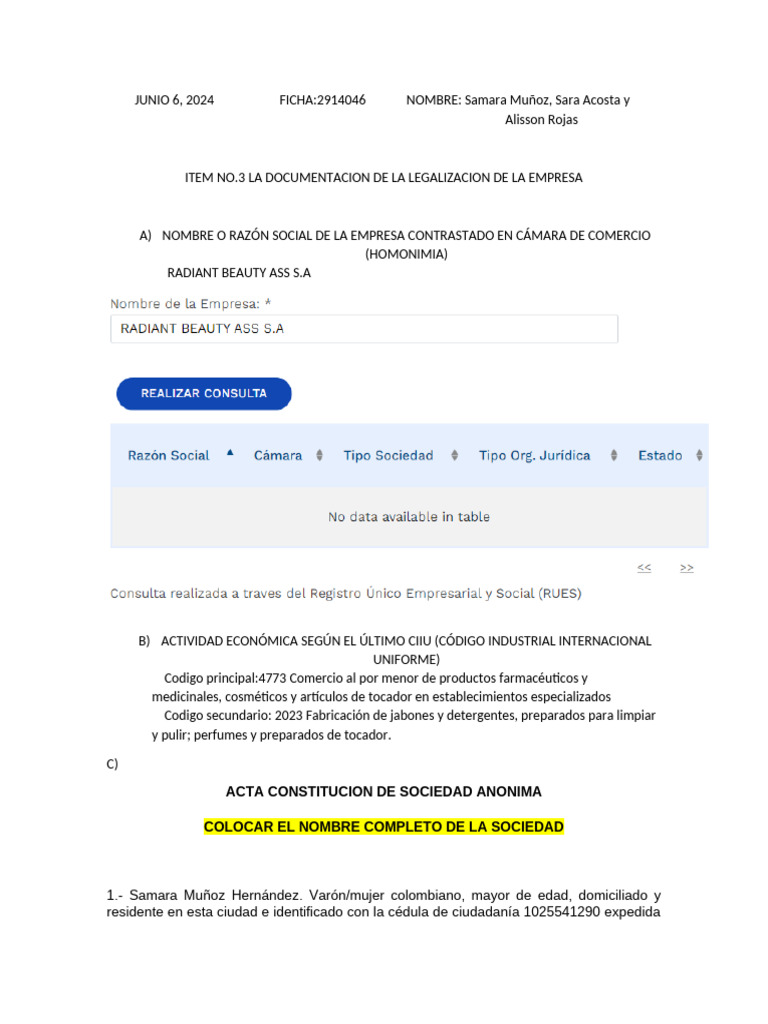 Documentos de Legalizacion Empresa | PDF | Bogotá