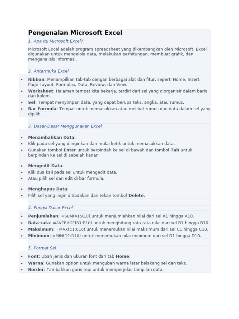 Pengenalan Microsoft Excel | PDF