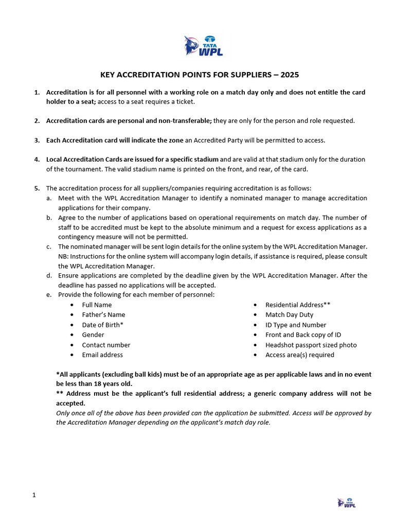Key Accreditation Points For Suppliers - Final | PDF