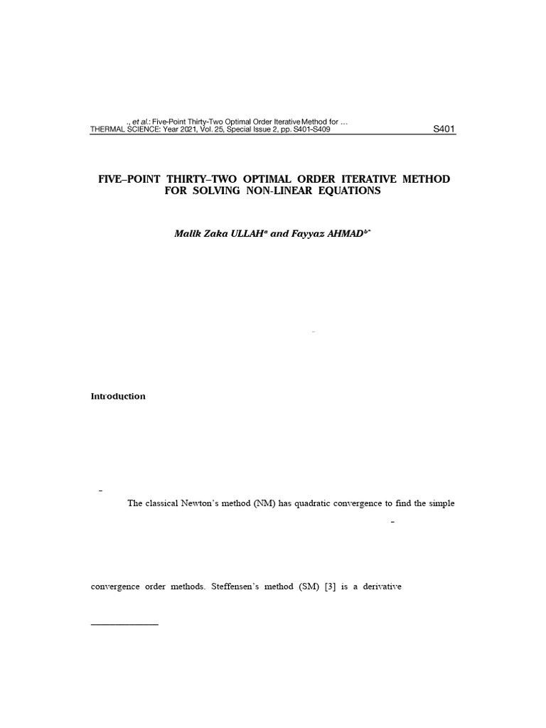Five-Point Thirty-Two Optimal Order Iterative Method For Solving Non-Linear Equations | PDF ...