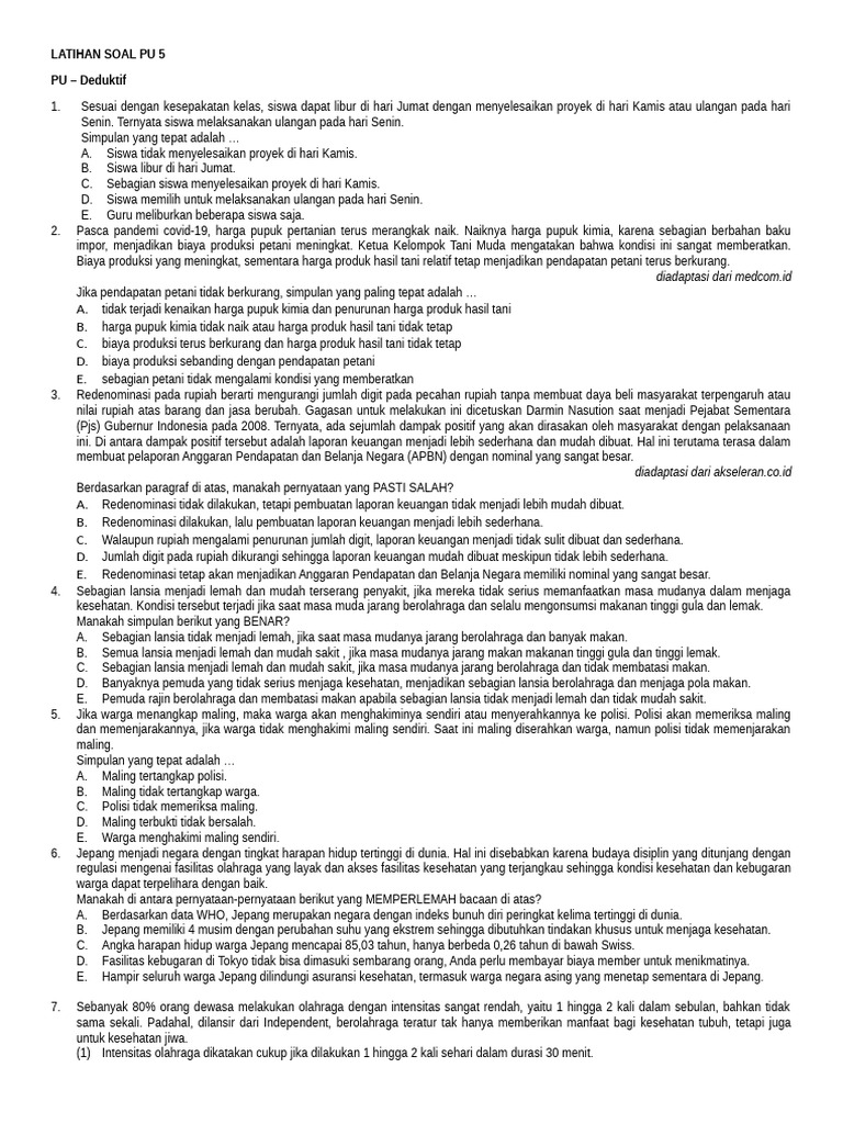 Latihan Soal Pu 5 | PDF