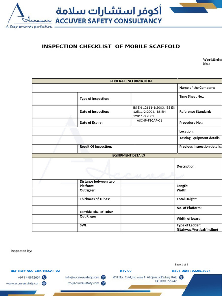 CHECKLIST- mobile scaff | PDF | Scaffolding