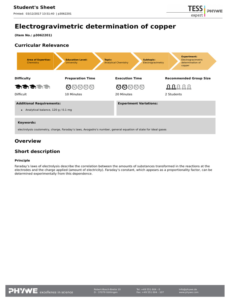 University Electrogravimetry Guide | PDF | Anode | Cathode