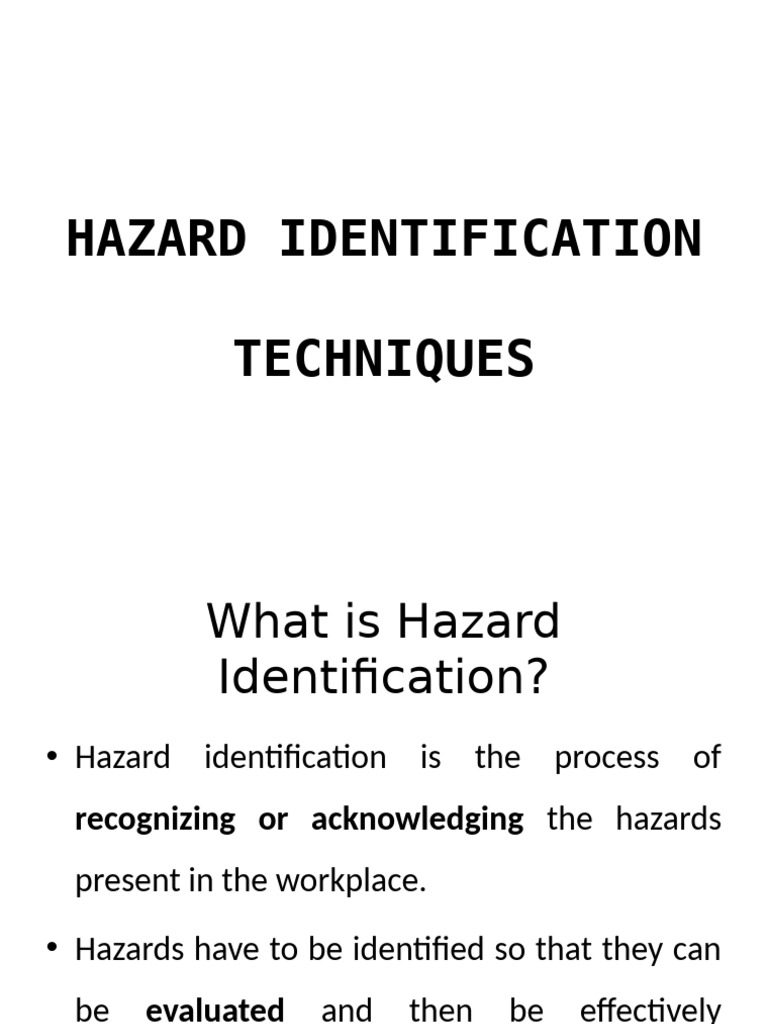 Lesson 4 - Hazard Identification Techniques | PDF | Risk | Risk Assessment