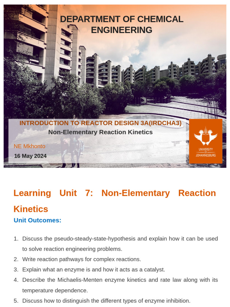 Unit 7 - Non-Elementary Reaction Kinetics | PDF | Enzyme Kinetics ...
