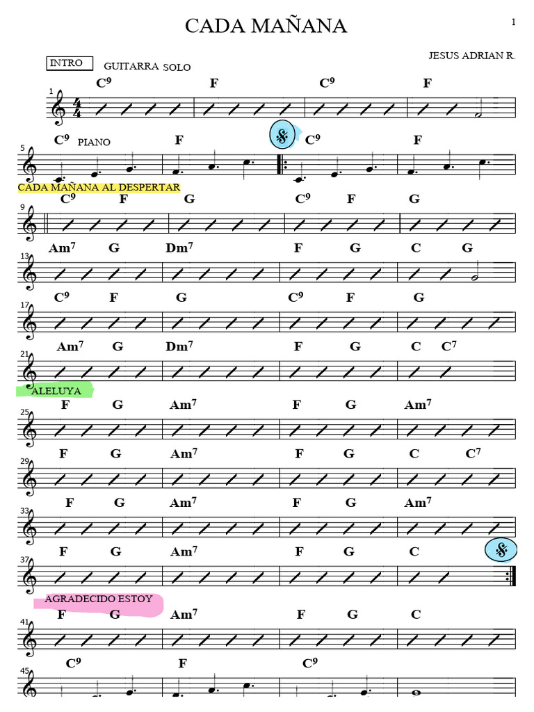 Acordes de "Cada Mañana" | PDF