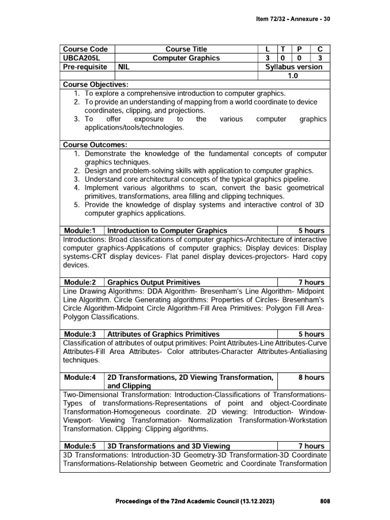 Ubca205l Computer-Graphics TH 1.0 77 Ubca205l 72 Acp | PDF