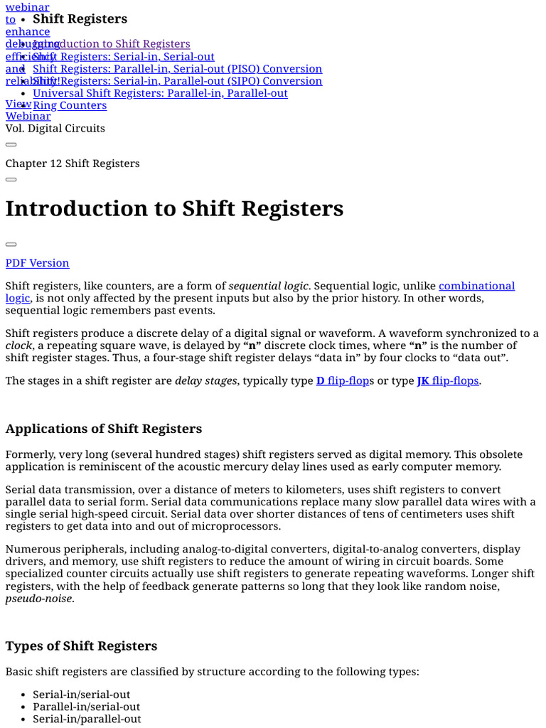 Introduction to Shift Registers _ Shift Registers _ Electronics | PDF | Logic Gate | Computing
