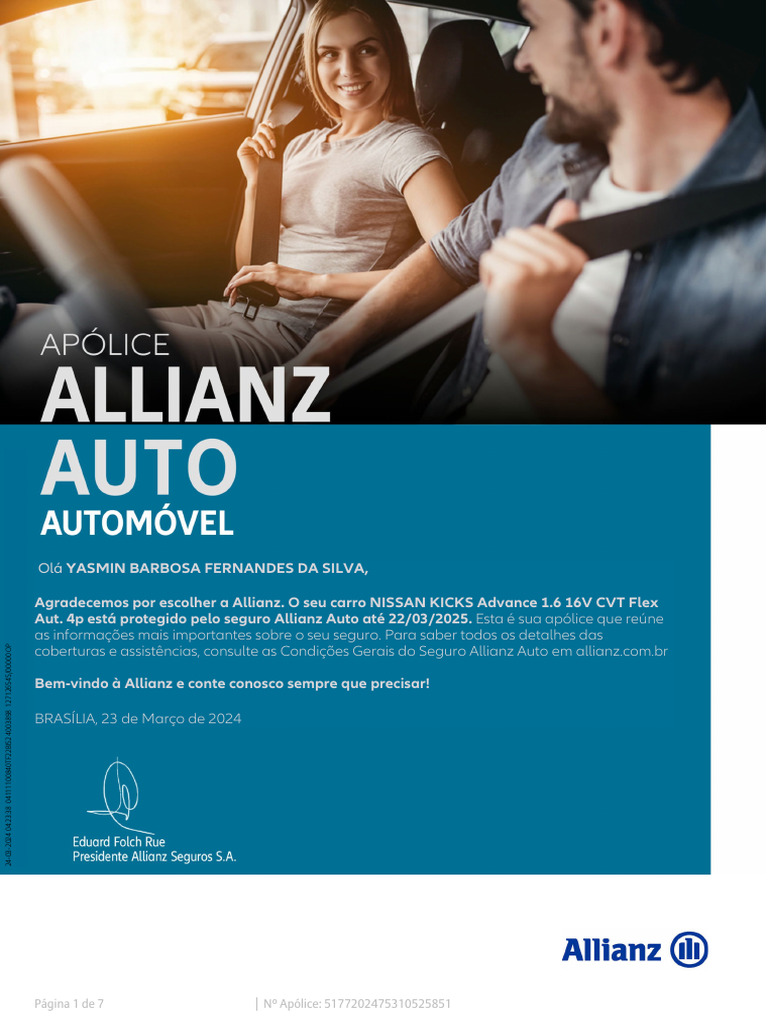 Apólice de Seguro Allianz Auto 2024 | PDF | Seguro