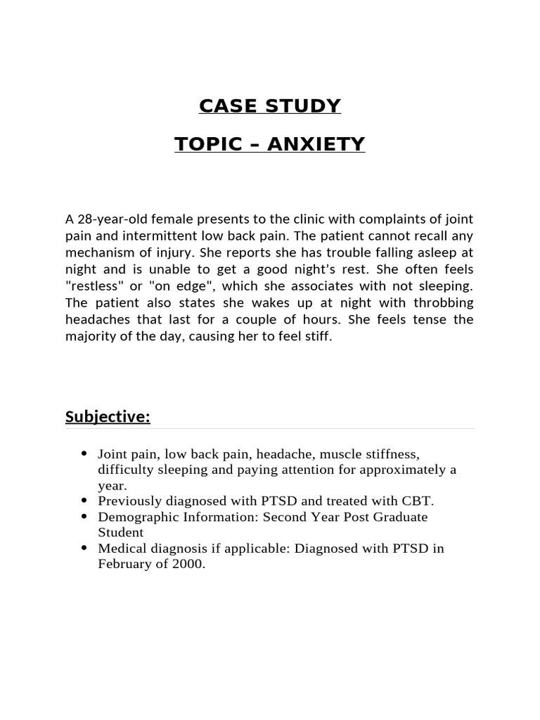 Case Study Anxiety | PDF