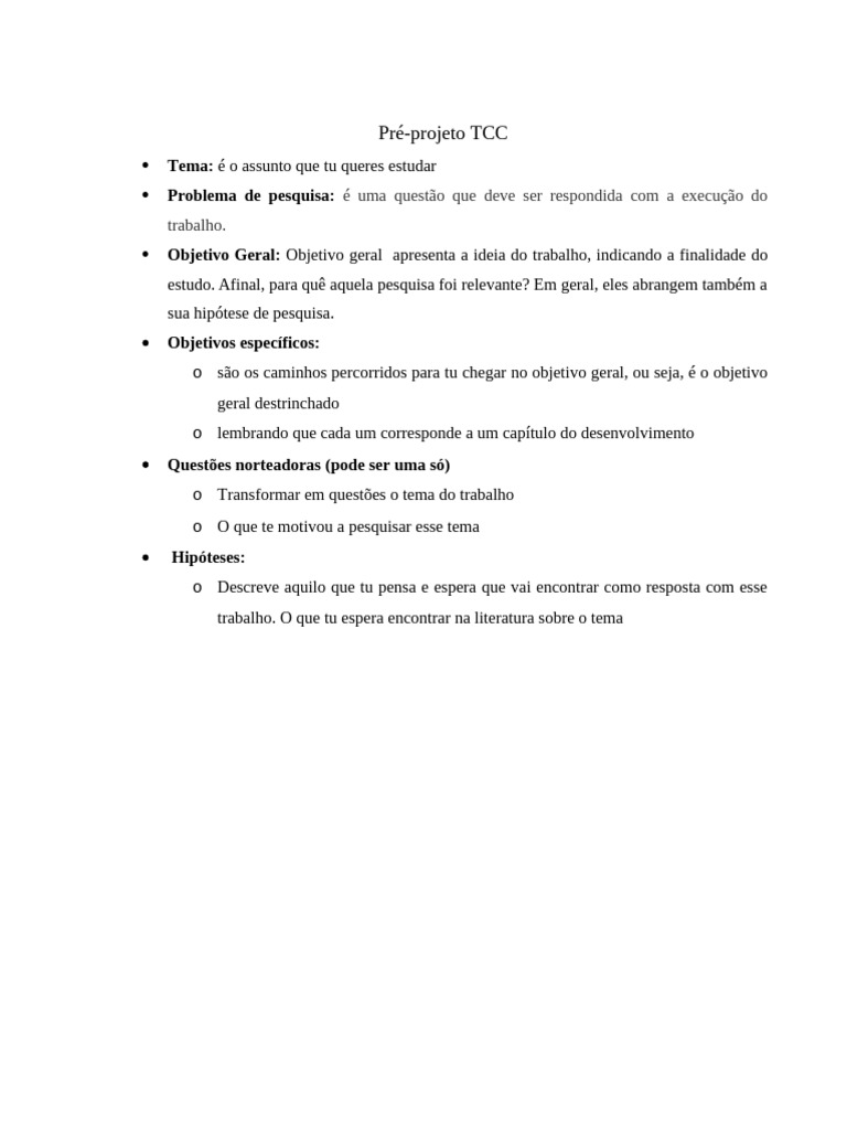 Pré-Projeto TCC MODELO | PDF