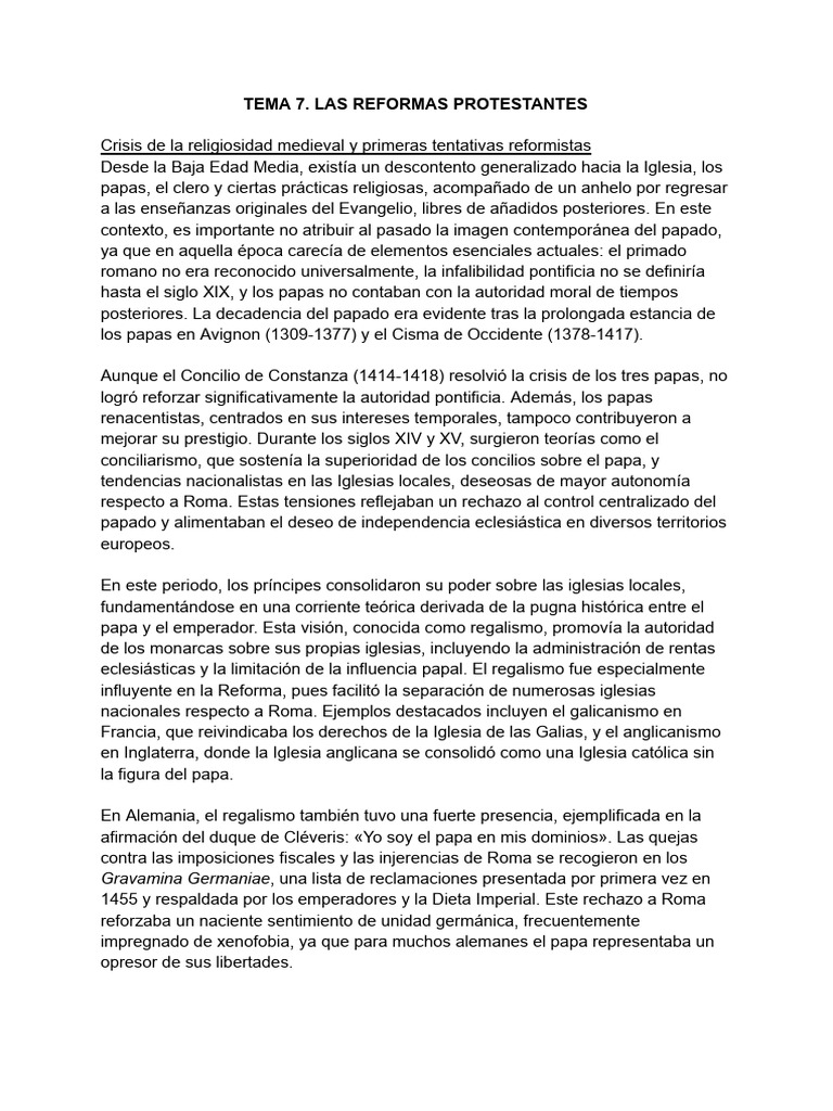 Moderna I - Tema 7. Las Reformas Protestantes | PDF | Martin Luther ...