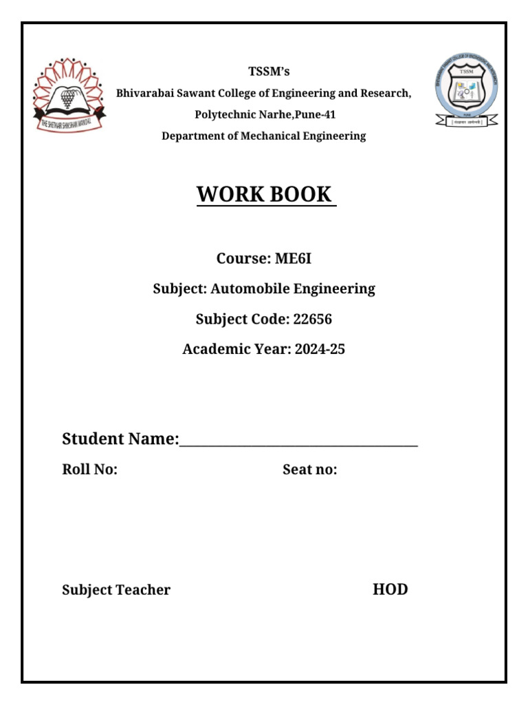 Workbook Front Page With Index | PDF
