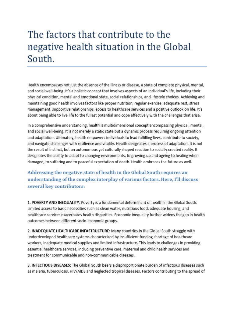 Health Challenges in the Global South | PDF | Malnutrition | Health Care