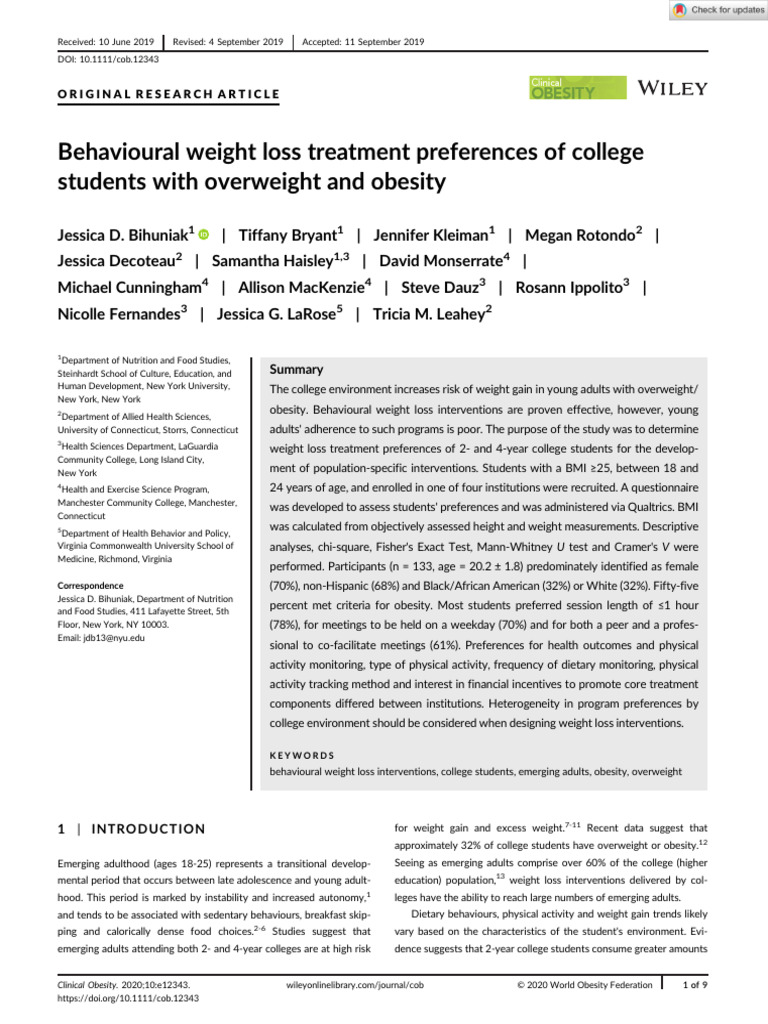 College Students' Weight Loss Preferences | PDF | Obesity | Overweight