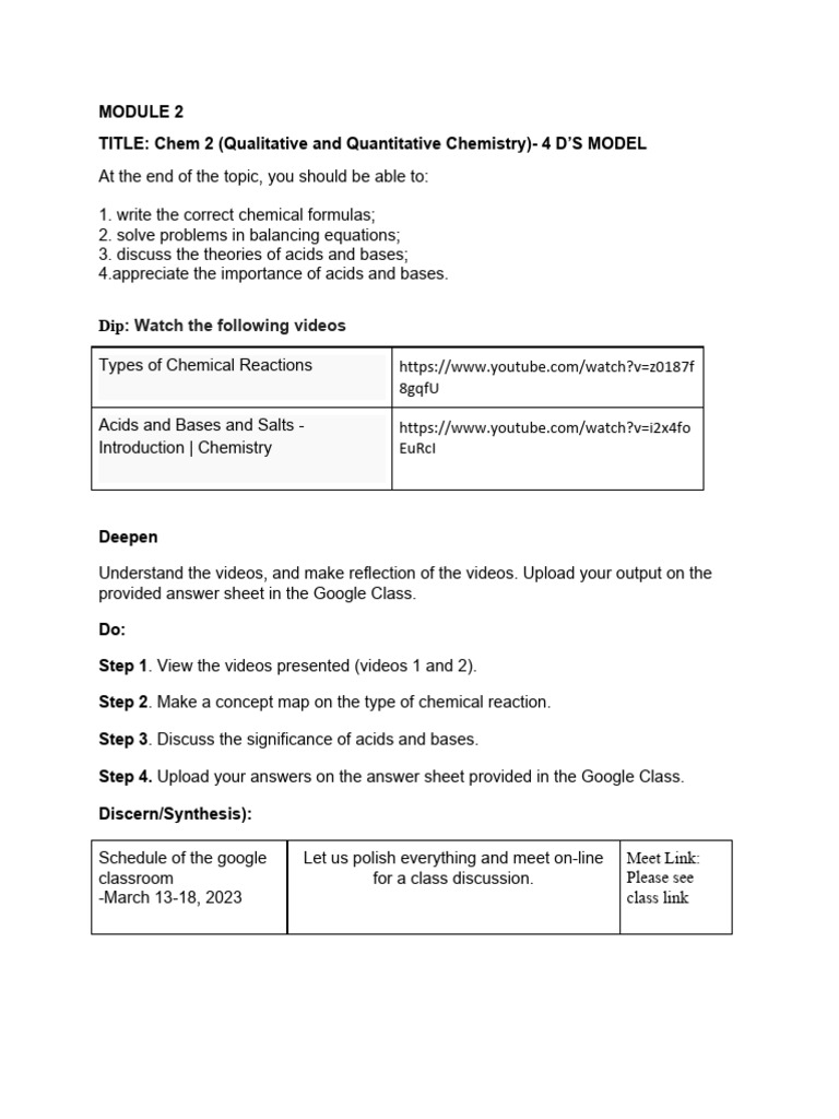 CHEM 2-MODULE 2-4D'S MODEL | PDF