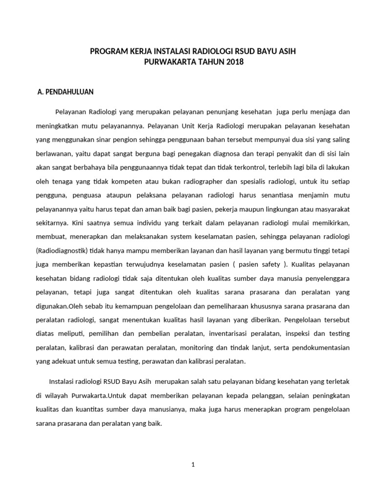 PROGRAM KERJA INSTALASI RADIOLOGI | PDF