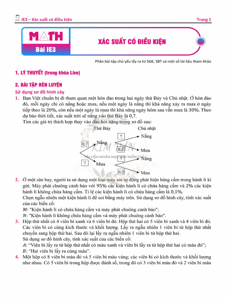 IE3 - Xac Suat Co Dieu Kien - Bai Tap Ren Luyen | PDF