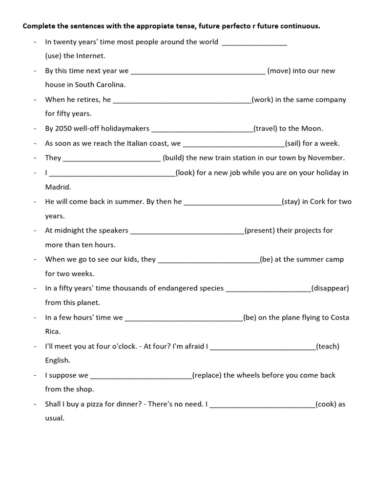 Future Tenses Practice Worksheet | PDF