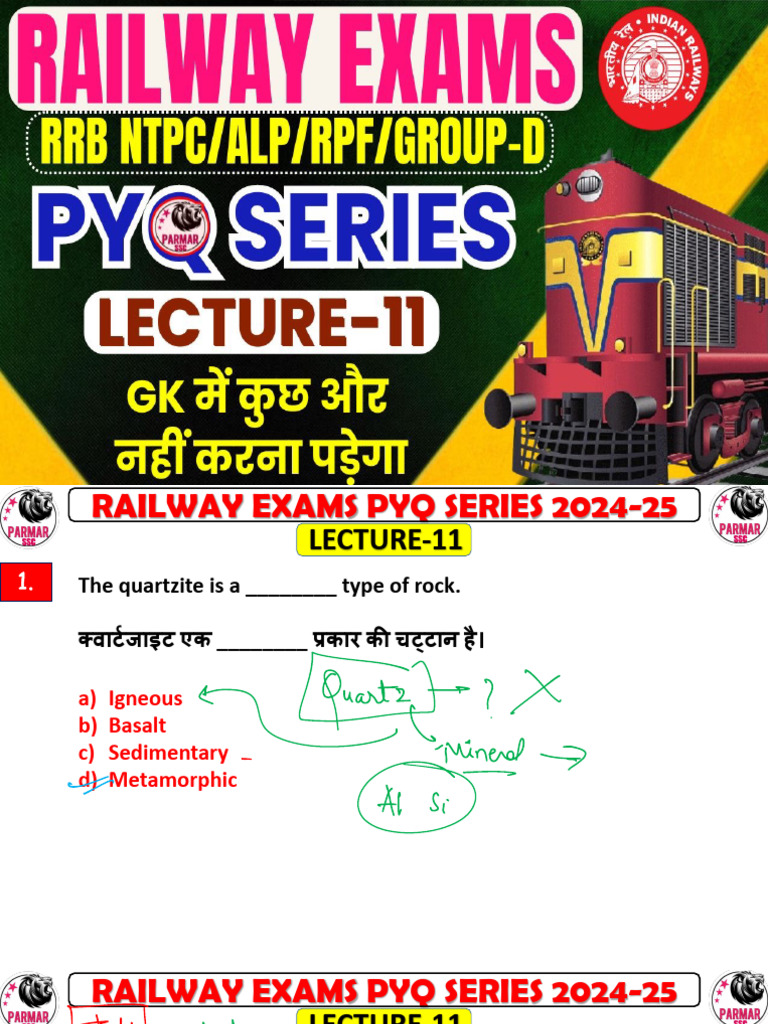 Railway Pyq Lecture -11 Parmar | PDF | Rock (Geology) | Natural Sciences