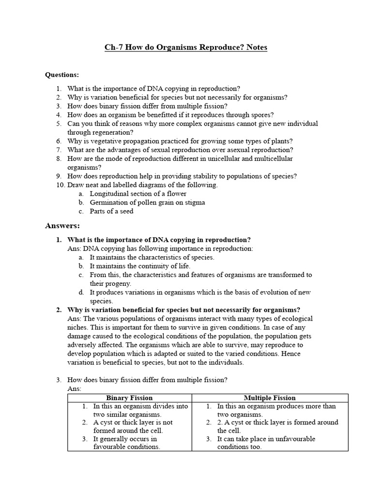 Organism Reproduction: Key Concepts Explained | PDF | Sexual ...